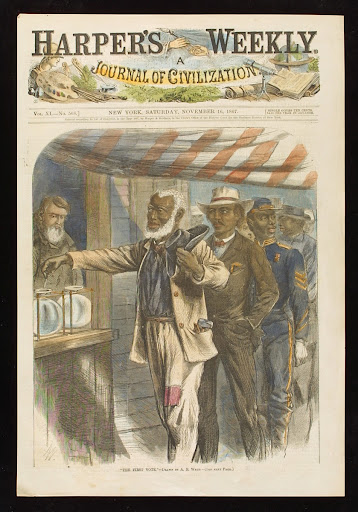Wood Engraving, "The First Vote," on Cover of Harper's Weekly, November ...