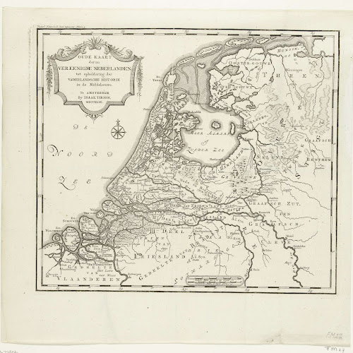 Historische kaart van Nederland tijdens de Middeleeuwen, anoniem, 1749 ...
