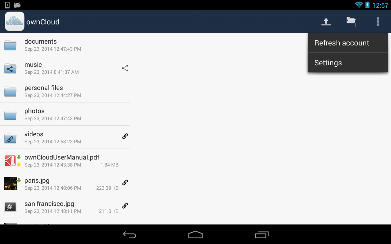 ownCloud - screenshot