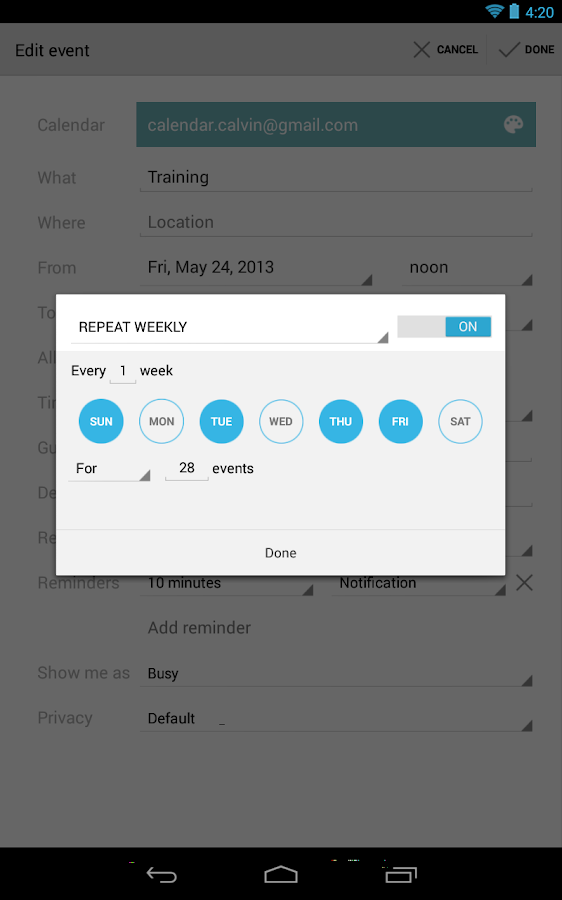 Google Calendar - screenshot